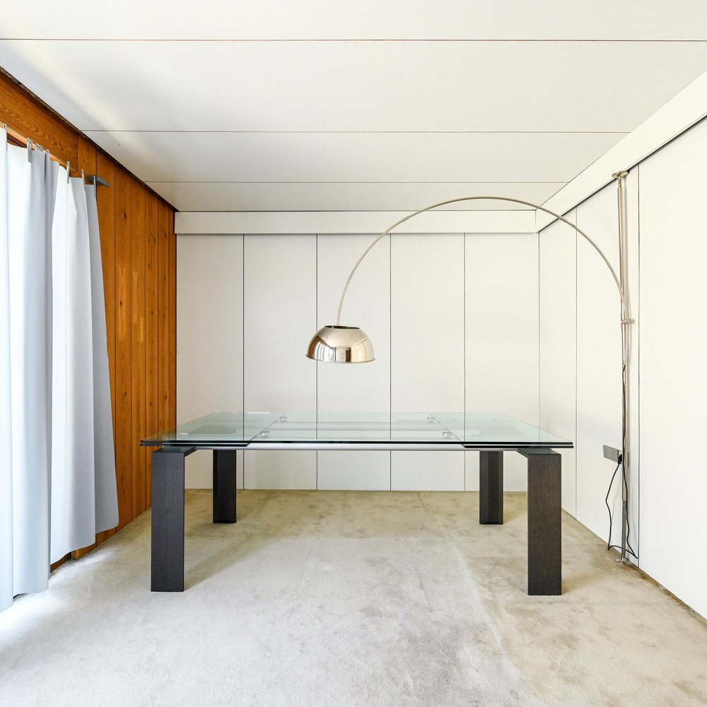 Extendable Dining Table Stilt in Glass and Iron for sale at Pamono