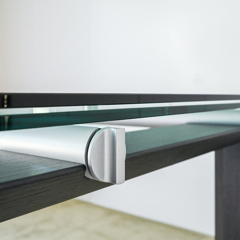 Extendable Dining Table Stilt in Glass and Iron for sale at Pamono