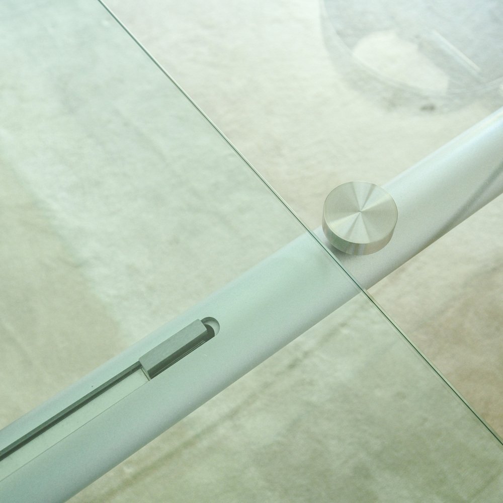 Extendable Dining Table Stilt in Glass and Iron for sale at Pamono