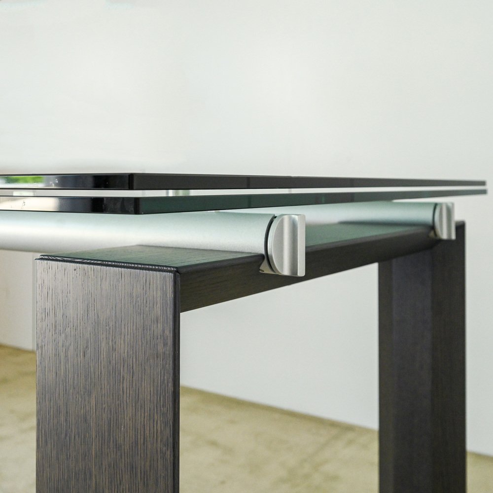 Extendable Dining Table Stilt in Glass and Iron for sale at Pamono