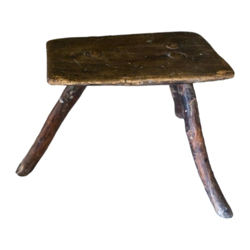 Antique Spanish Milking Stool with Three Legs for sale at Pamono