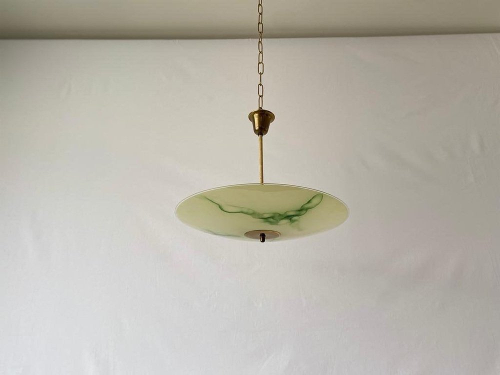 Large Art Deco Green Ceiling Lamp, Germany, 1950s for sale at Pamono