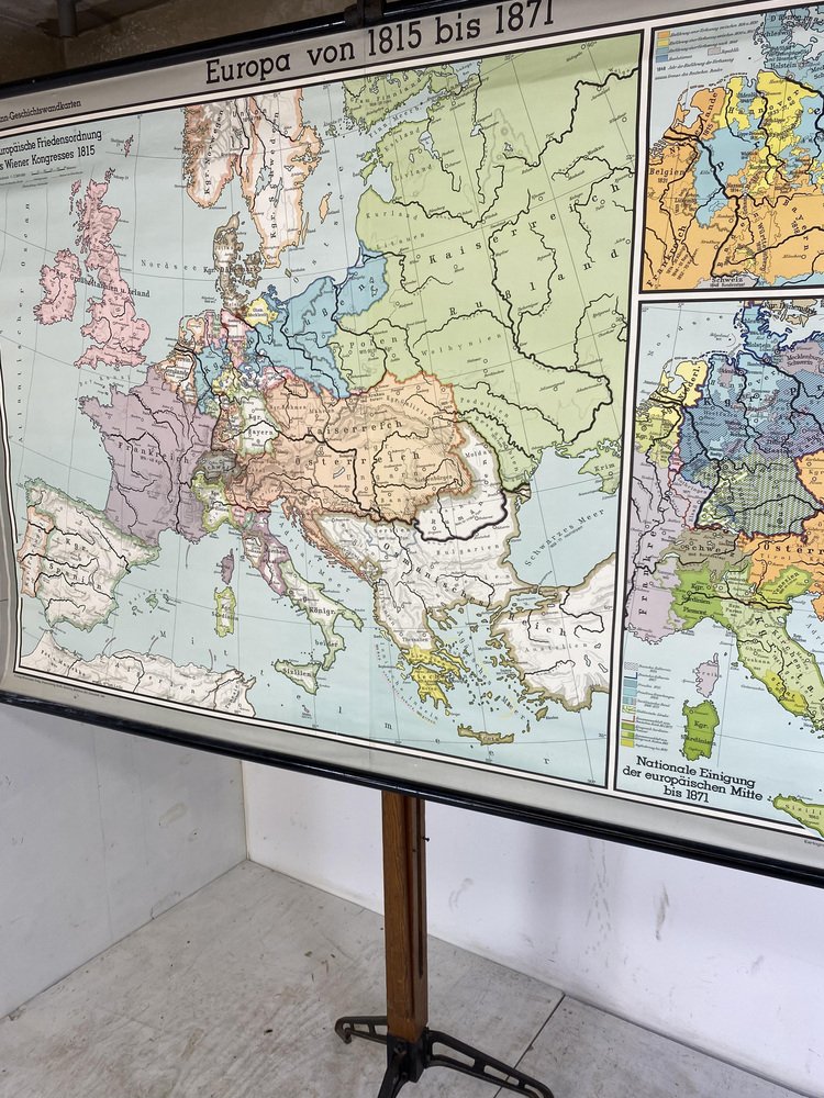 Large Vintage Colourful Europe School Map, 1960s for sale at Pamono