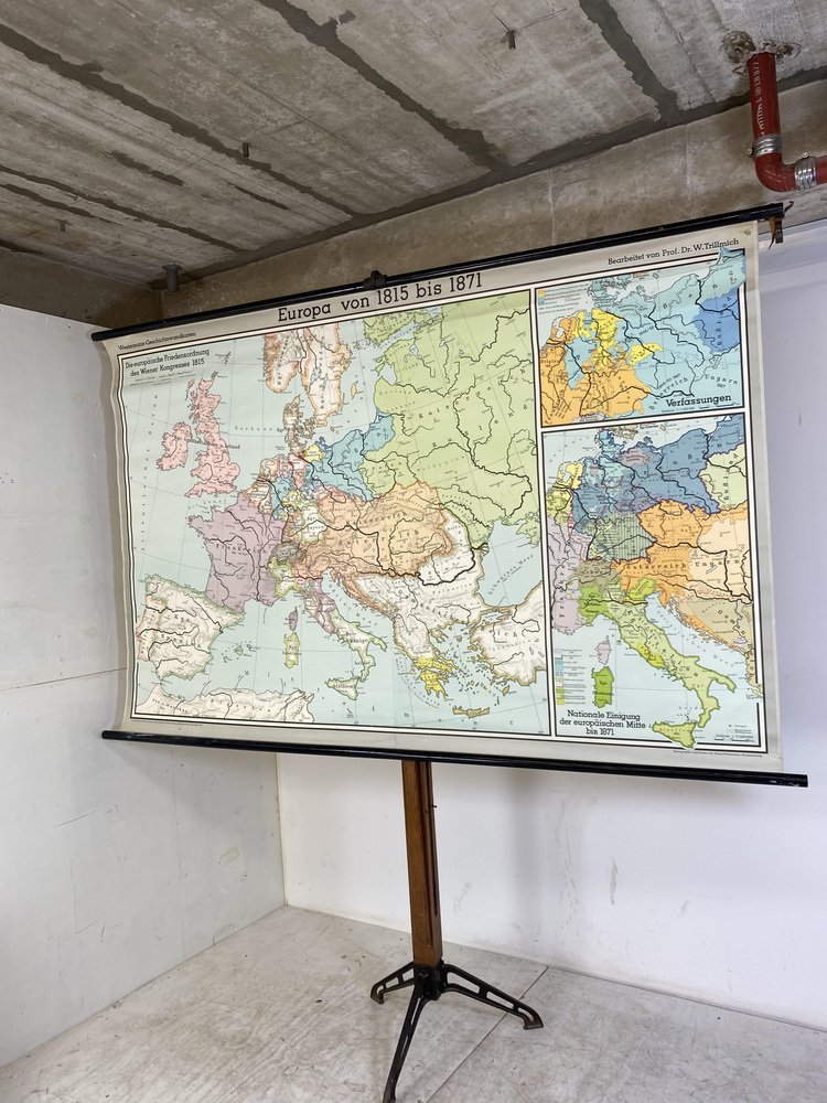 Large Vintage Colourful Europe School Map, 1960s for sale at Pamono