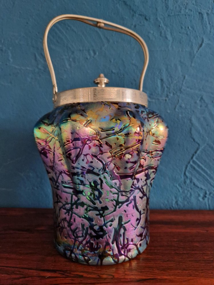Art Nouveau Kralik Biscuit Barrel with Decor Bacillus, 1900s for sale ...