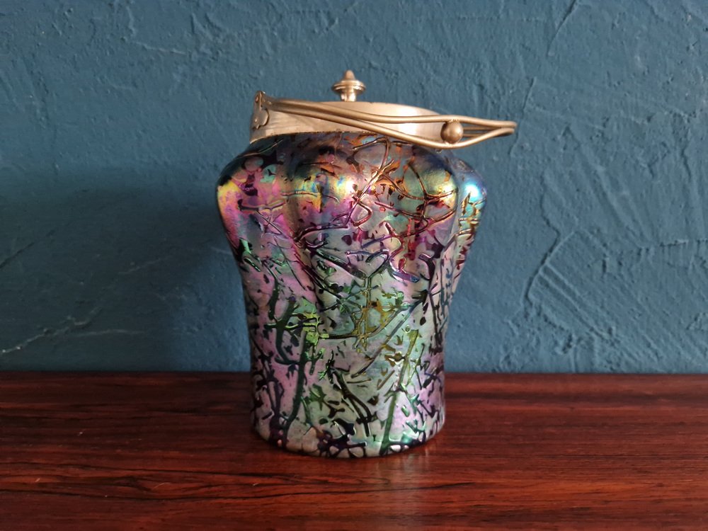 Art Nouveau Kralik Biscuit Barrel with Decor Bacillus, 1900s for sale ...