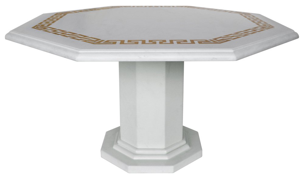Handmade Bianco Puro Marble Octagonal Table with Scagliola Inlay by Cupioli, Italy for sale at ...