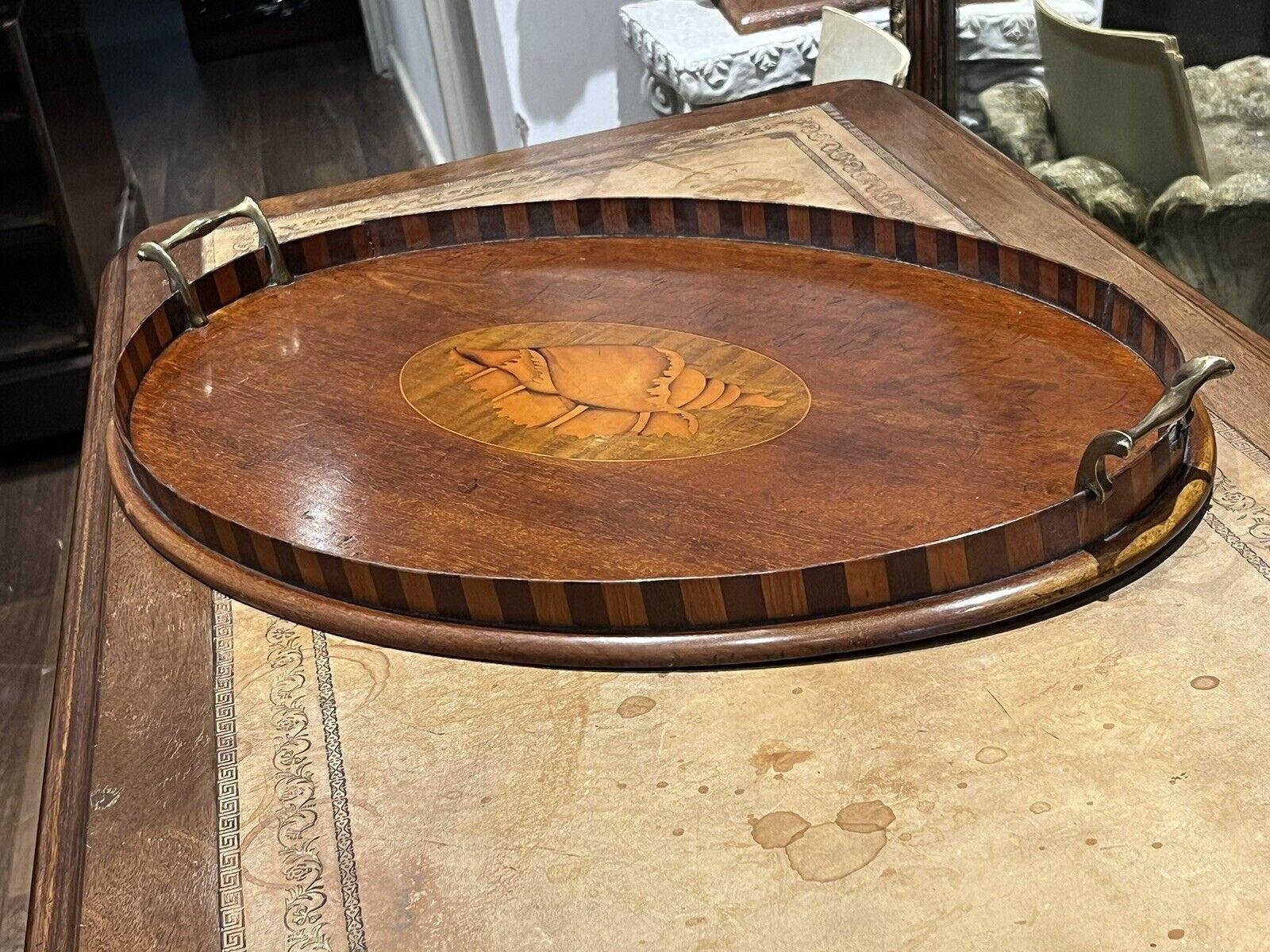 Georgian Marquetry Inlaid Butlers Tray with Brass Handles for sale at ...