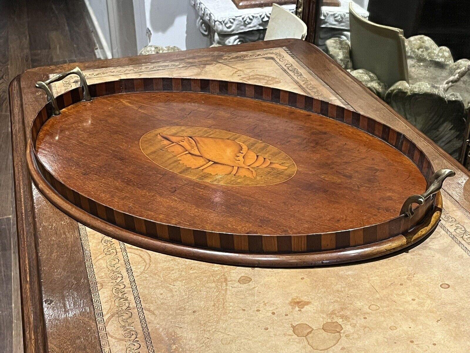 Georgian Marquetry Inlaid Butlers Tray with Brass Handles for sale at ...