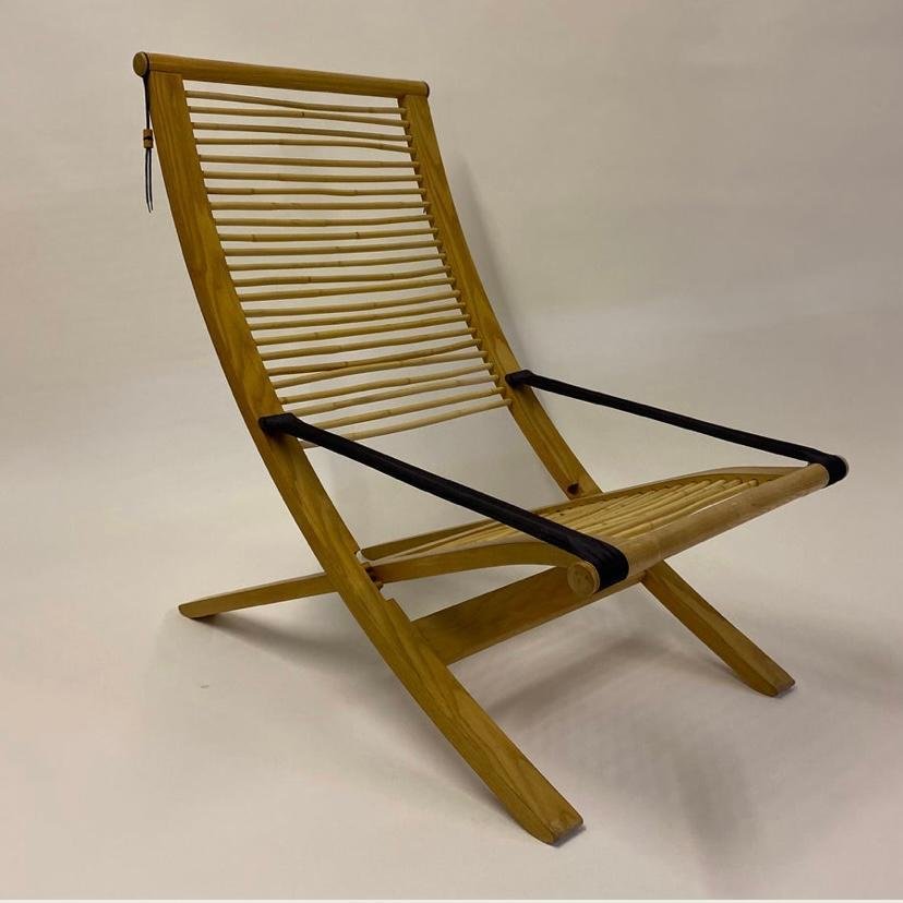 Set of Rattan & Steam Bent Chair & Ottoman, 1960s for sale at Pamono