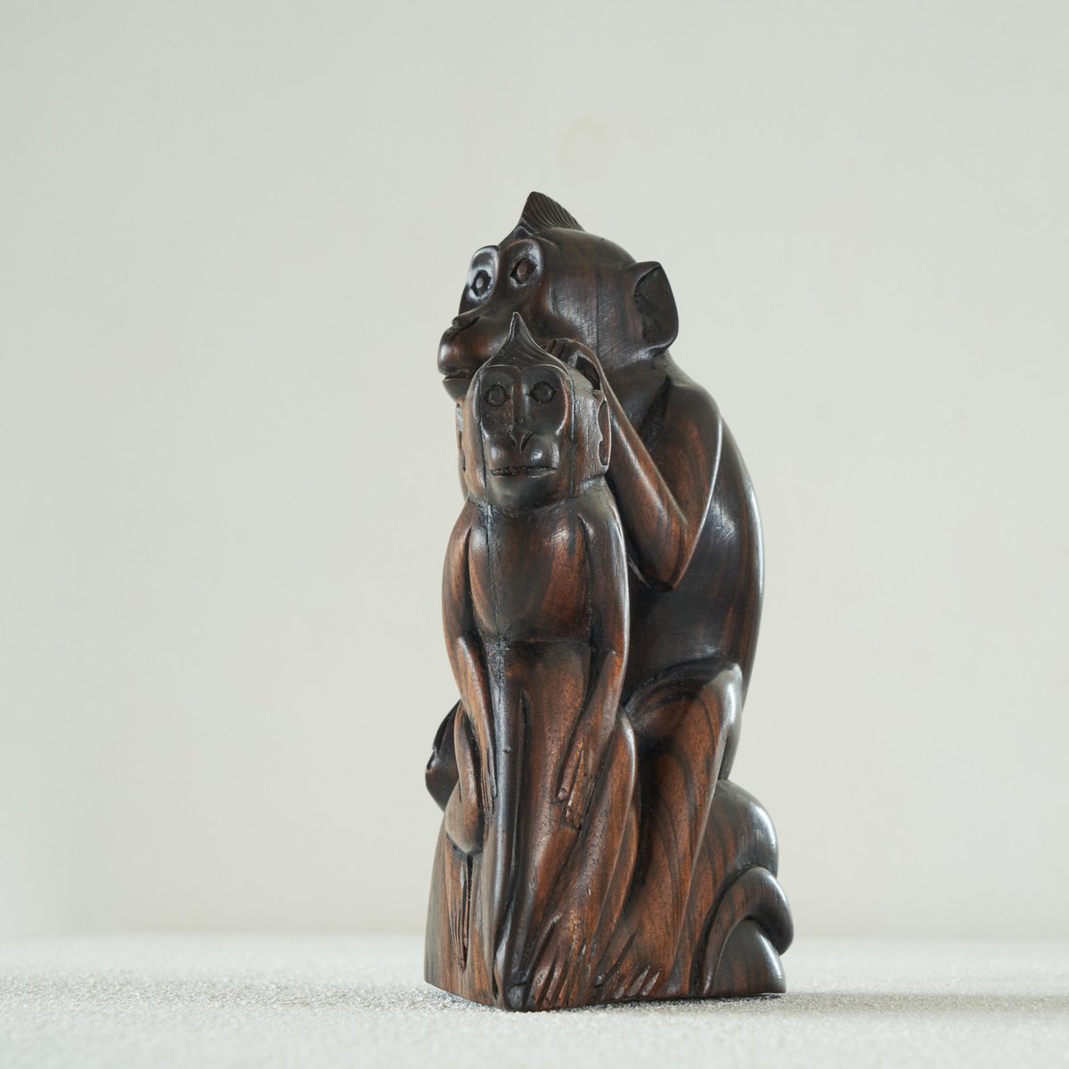 Art Deco Monkeys Sculpture in Wood, 1920s for sale at Pamono