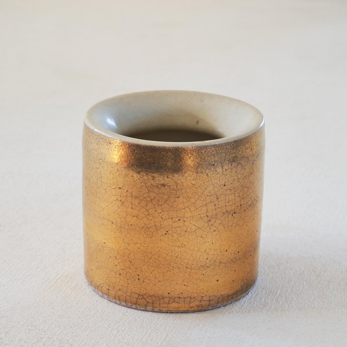 Golden Glazed Mobach Pottery Vase, 1930s for sale at Pamono
