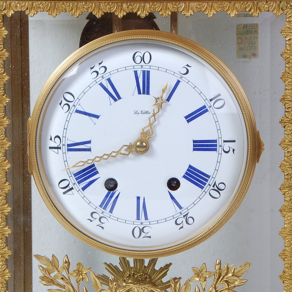 Empire Napoleon III Style Table Clock with White Carrara Marble Base ...