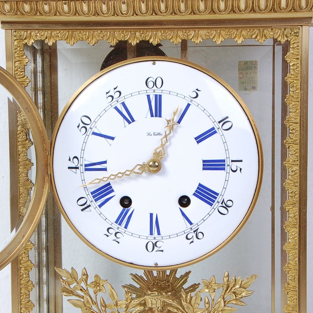 Empire Napoleon III Style Table Clock with White Carrara Marble Base ...