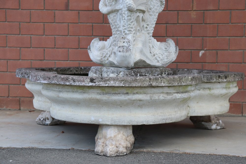 Large Neoclassical Garden Fountain with Statue, 1930s for sale at Pamono