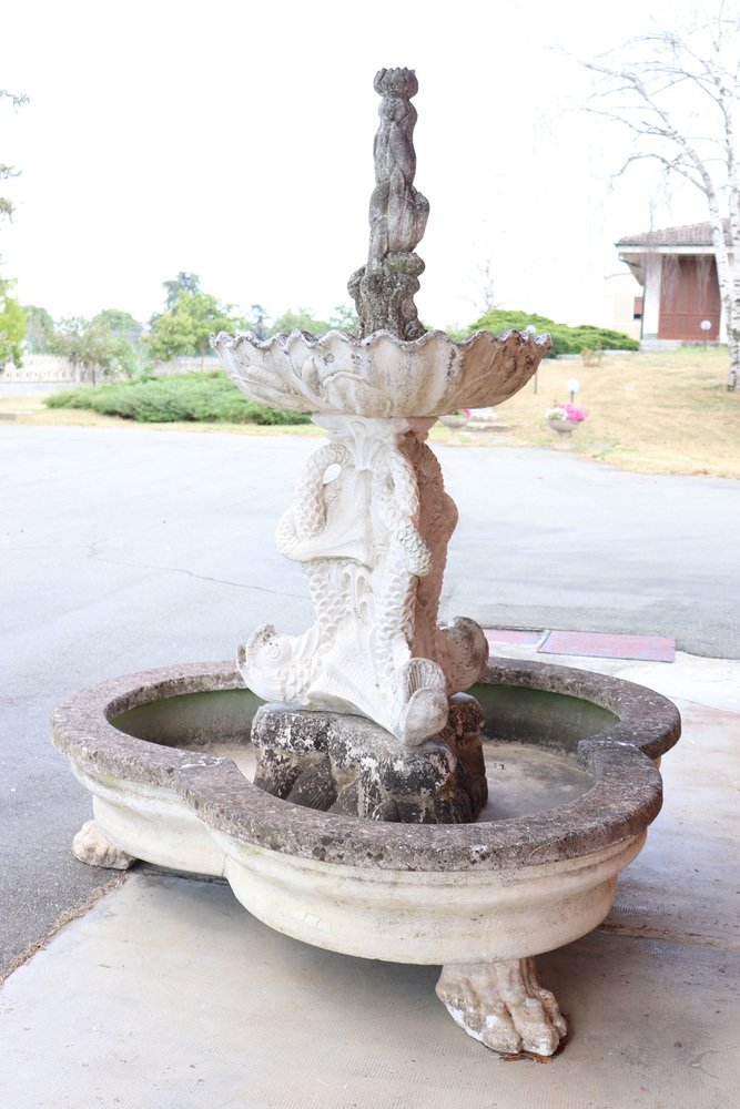Large Neoclassical Garden Fountain with Statue, 1930s for sale at Pamono
