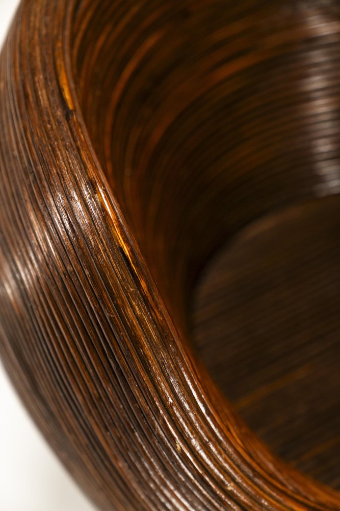 Dark Rattan Pod Armchair, Italy, 1970s for sale at Pamono