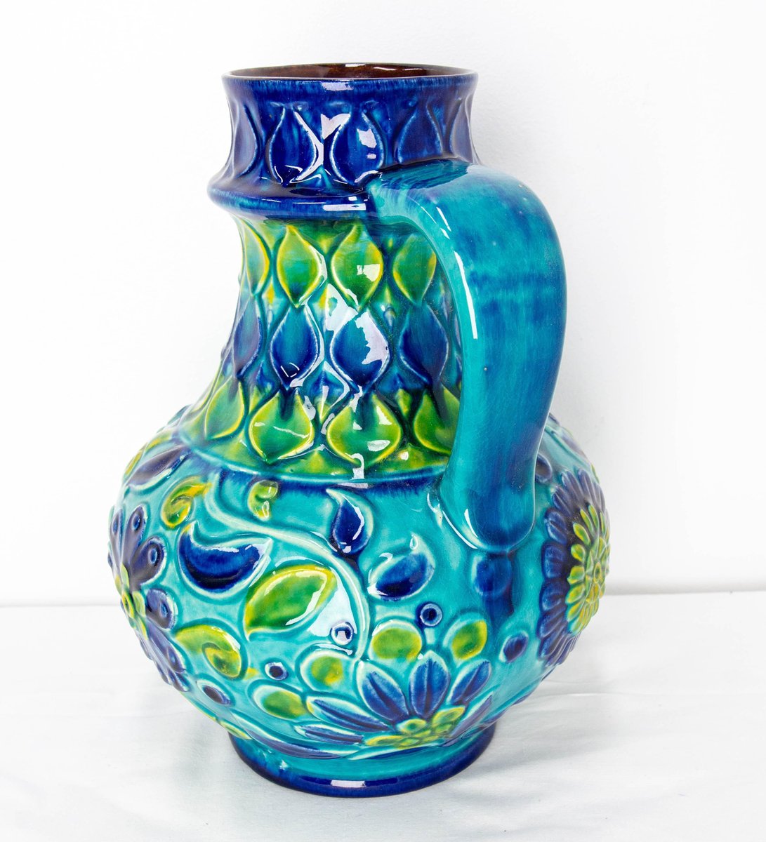 German Blue Pitcher or Vase in Glazed Ceramic Bay Keramik, 1950s for ...