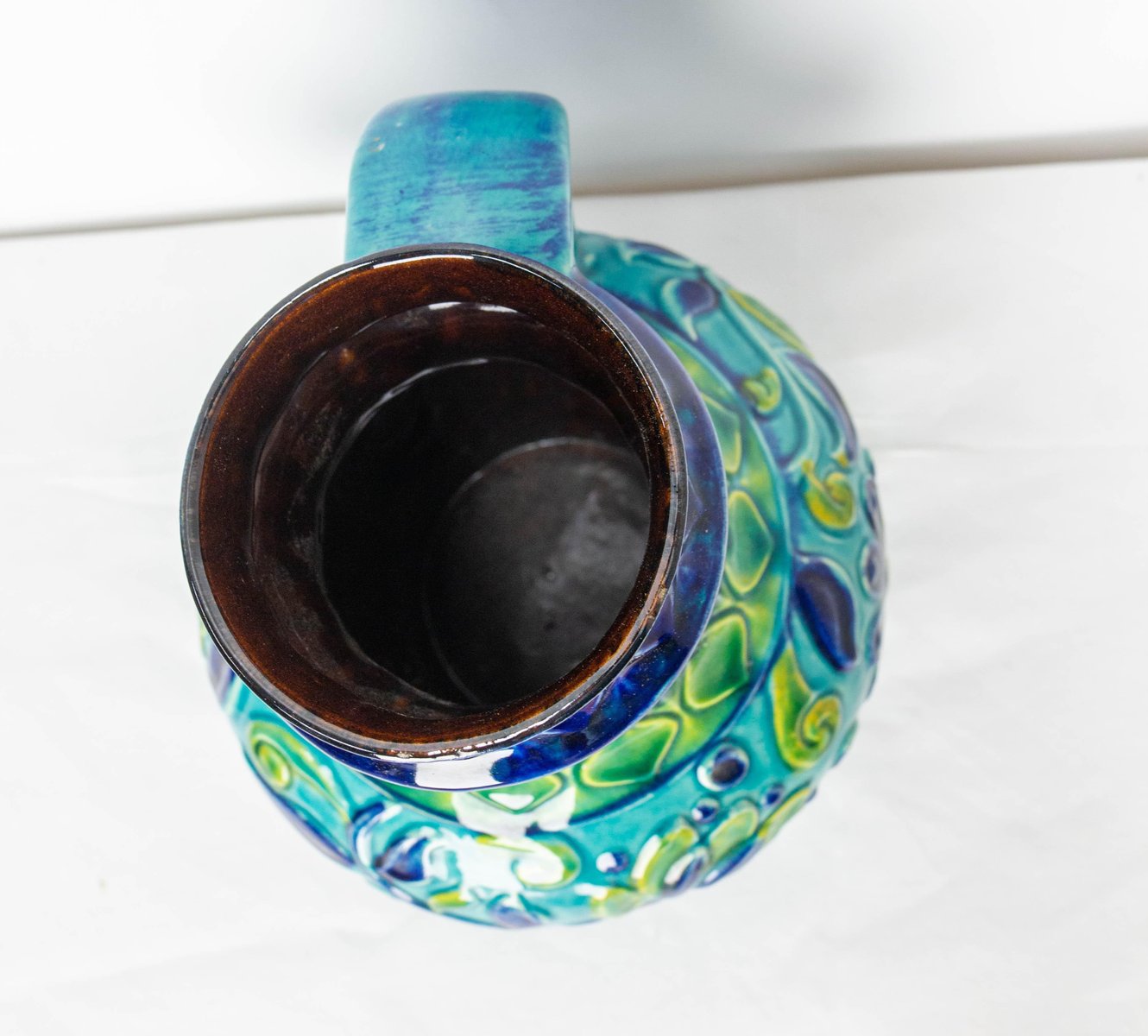 Brocca o vaso blu in ceramica smaltata Bay Keramik, Germania, anni '50 ...