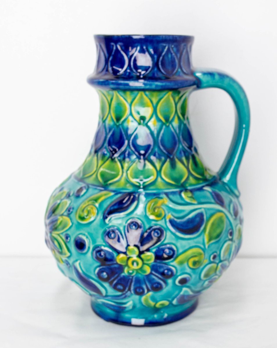German Blue Pitcher or Vase in Glazed Ceramic Bay Keramik, 1950s for ...
