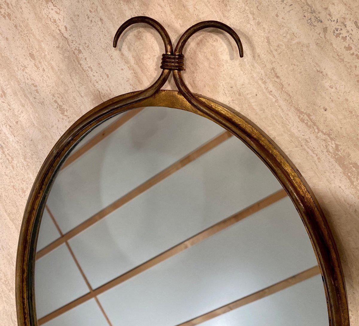 Art Deco Oval Forged Iron Mirror for sale at Pamono