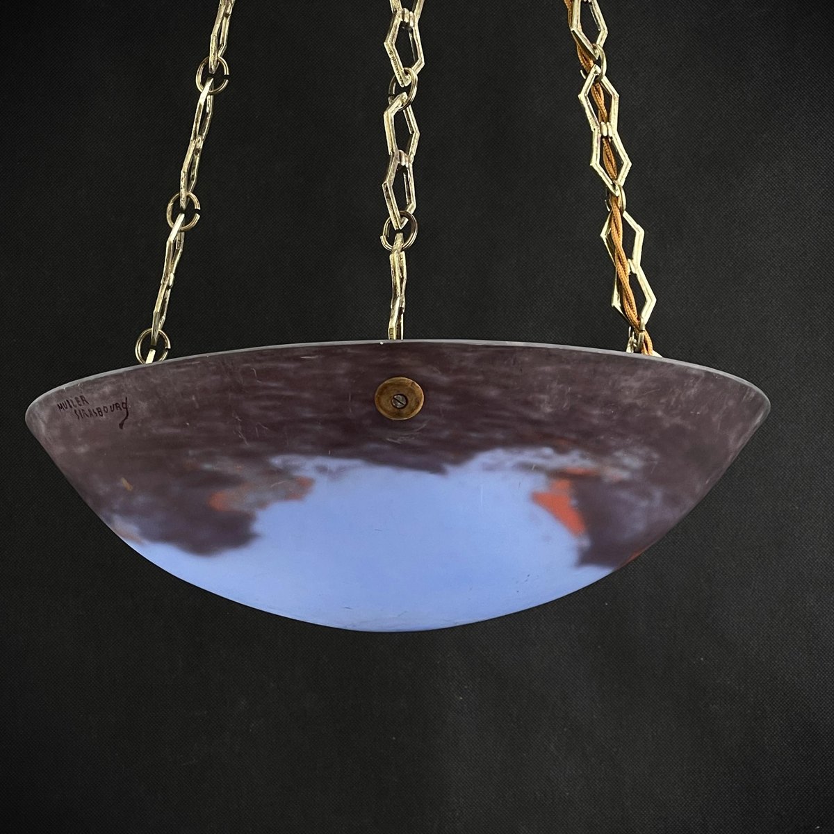 Art Deco Pate De Verre Pendant Light attributed to Muller Strasbourg ...