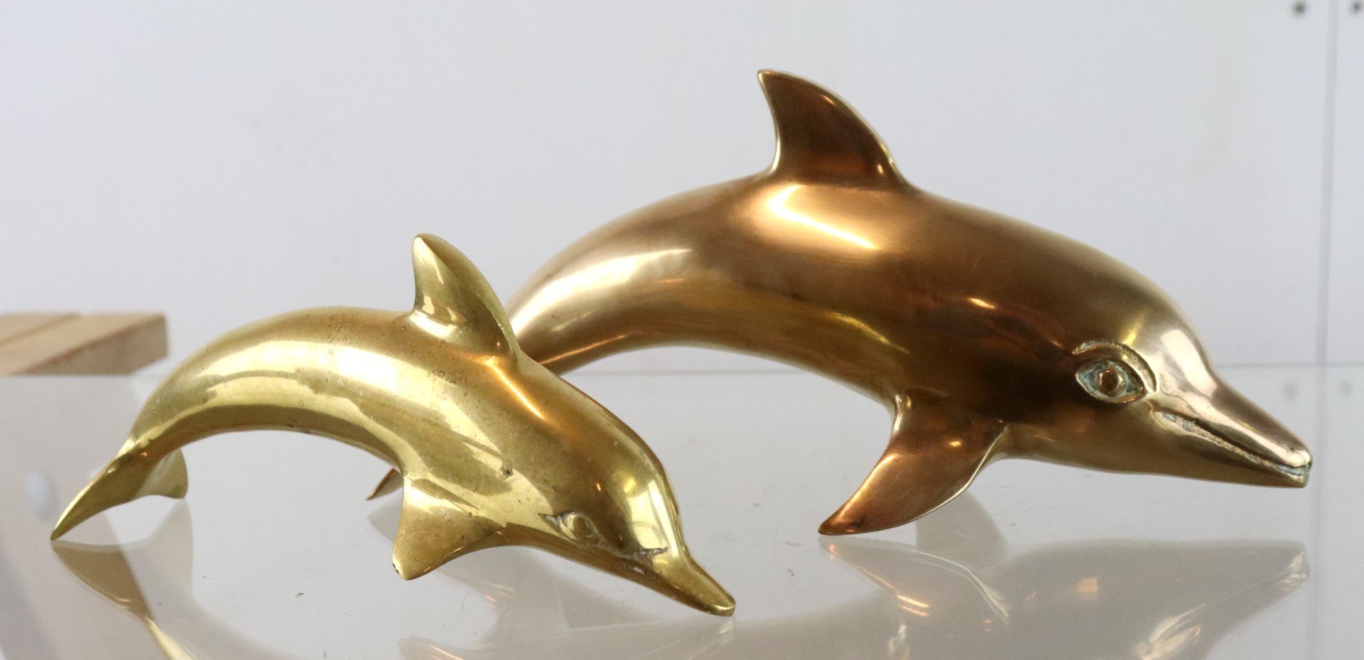 Mid-Century Brass Dolphins, Set of 2 for sale at Pamono