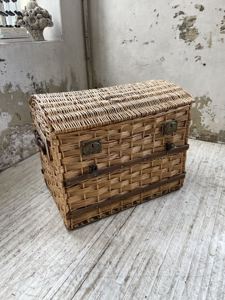 1950s Braided Wicker Trunk, 1960s for sale at Pamono