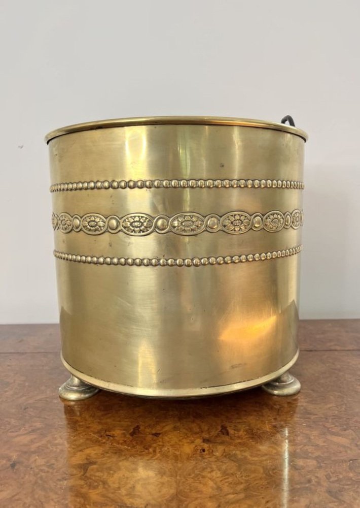 Antiker viktorianischer Holzbehälter aus Messing, 1880er bei Pamono kaufen