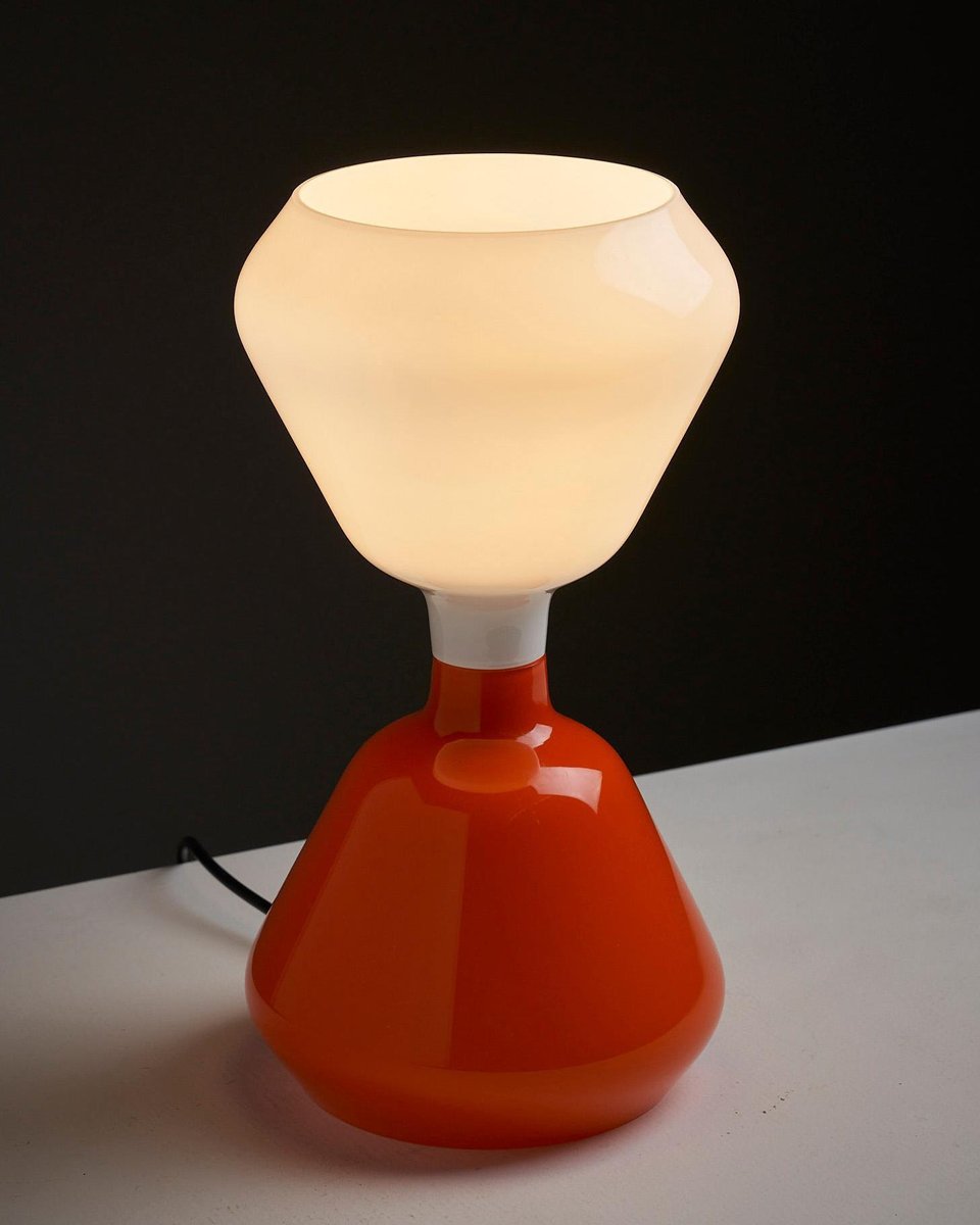 Double Glass Table Lamp attributed to Peter Pelzel for Vistosi, 1962 ...