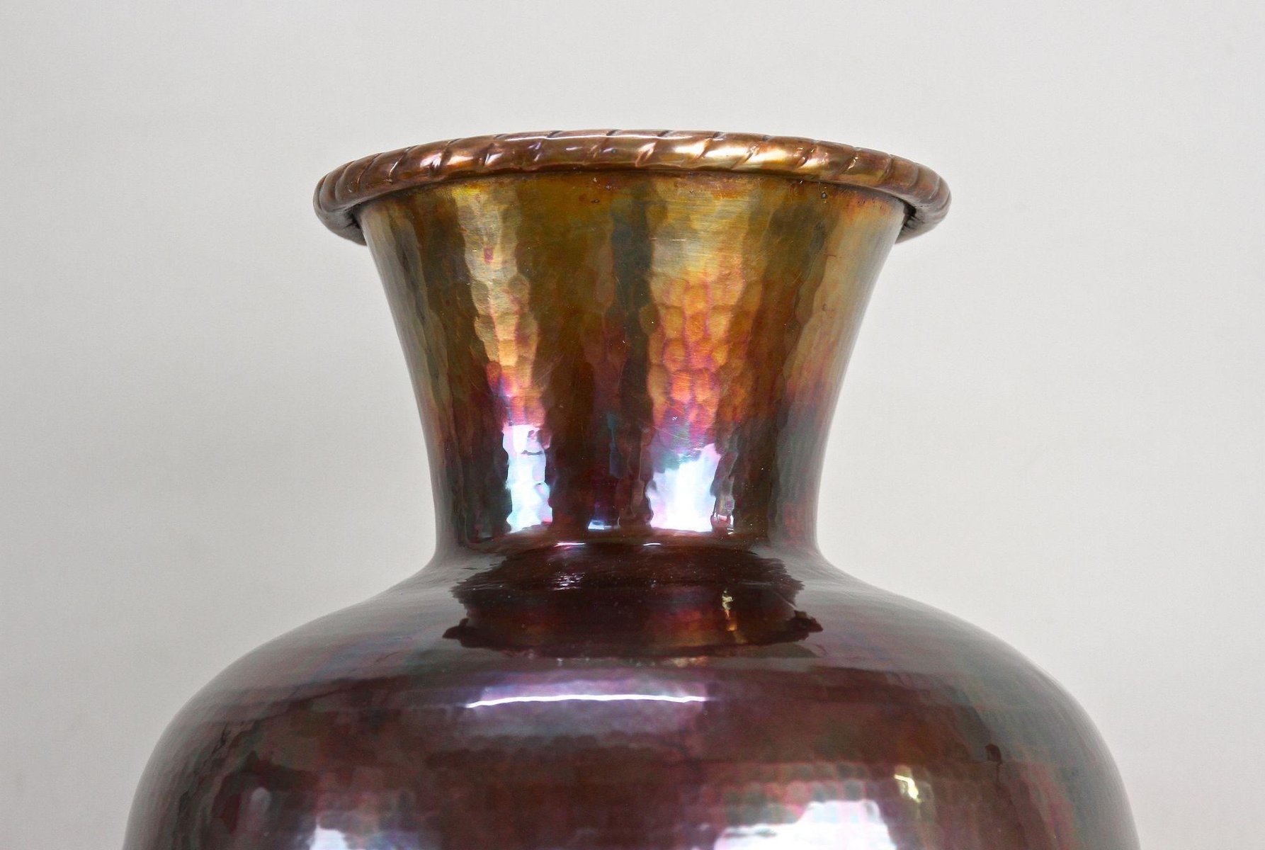 Mid-Century Copper Floor Vase Iridescent Glazed from Handforged, 1970s ...