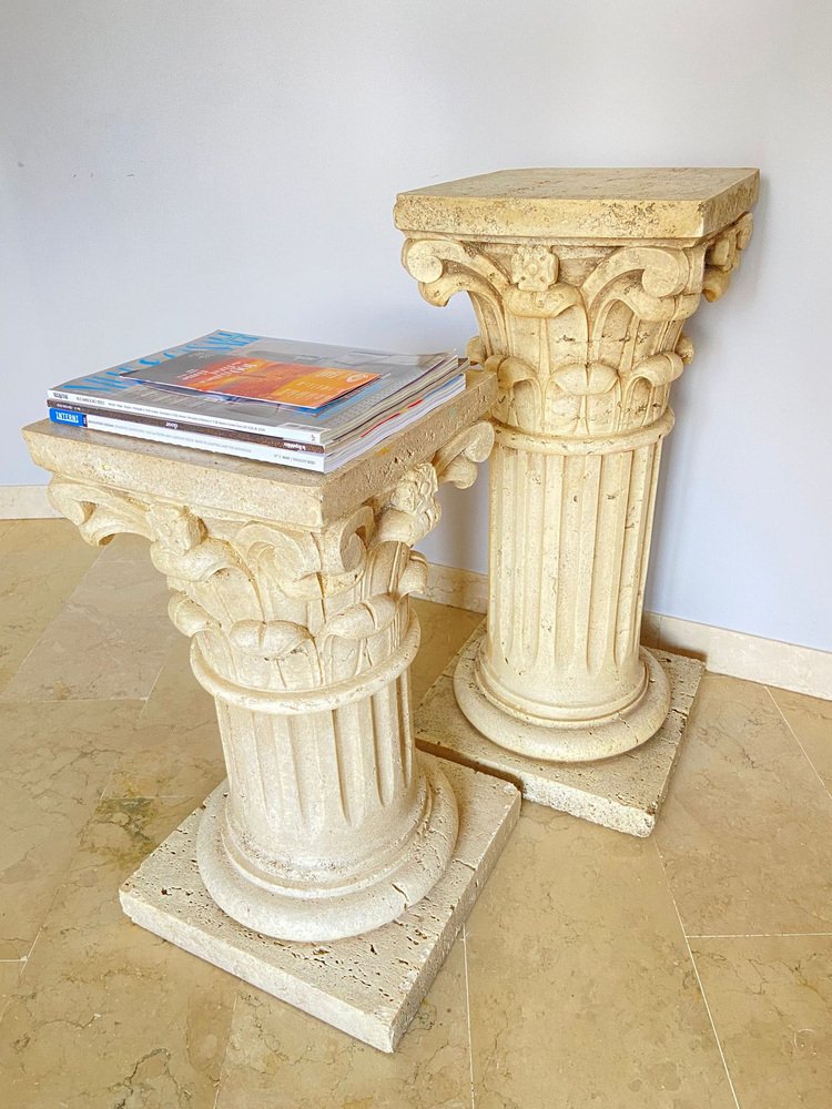 Corinthian Style Columns in Travertine, Italy, 1940s, Set of 2 for sale ...