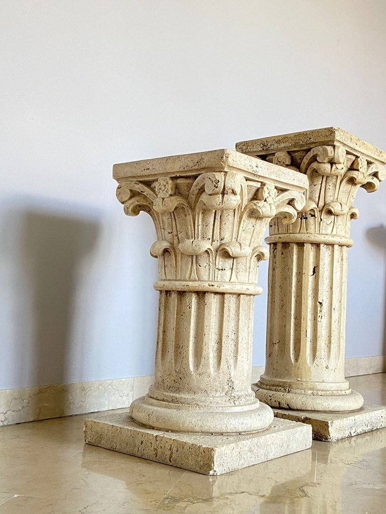 Corinthian Style Columns in Travertine, Italy, 1940s, Set of 2 for sale ...