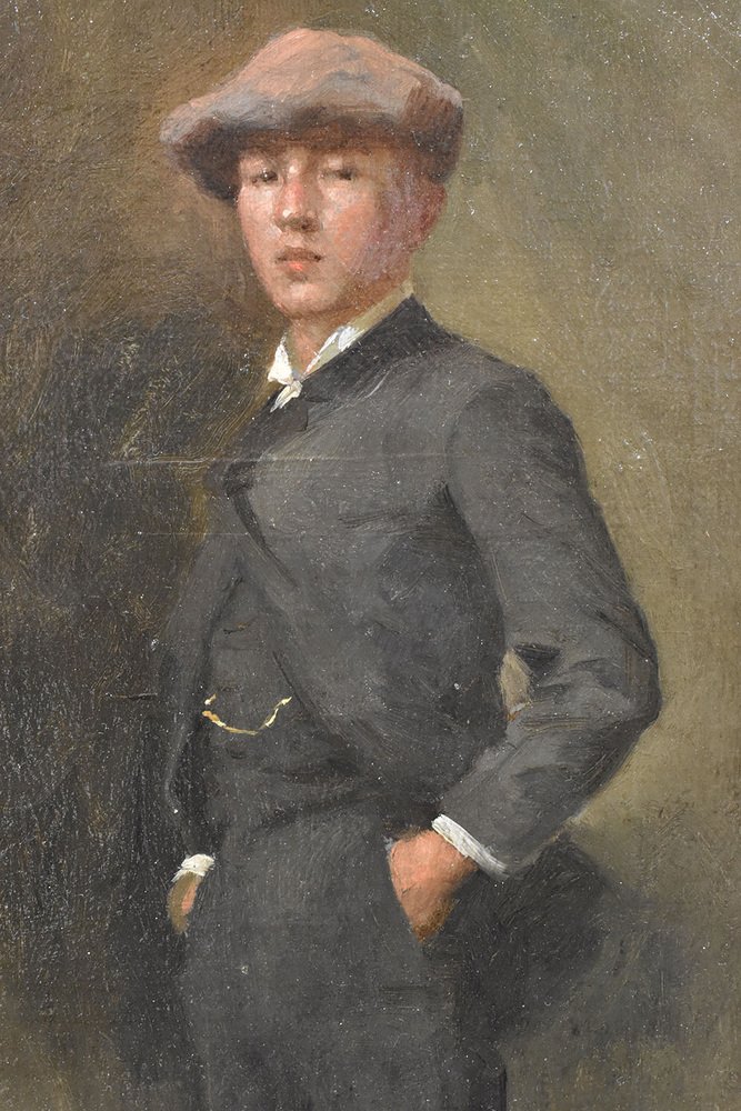 Ferdinand Bassot, Ritratto di giovane, 1880, Olio su tela, con cornice ...