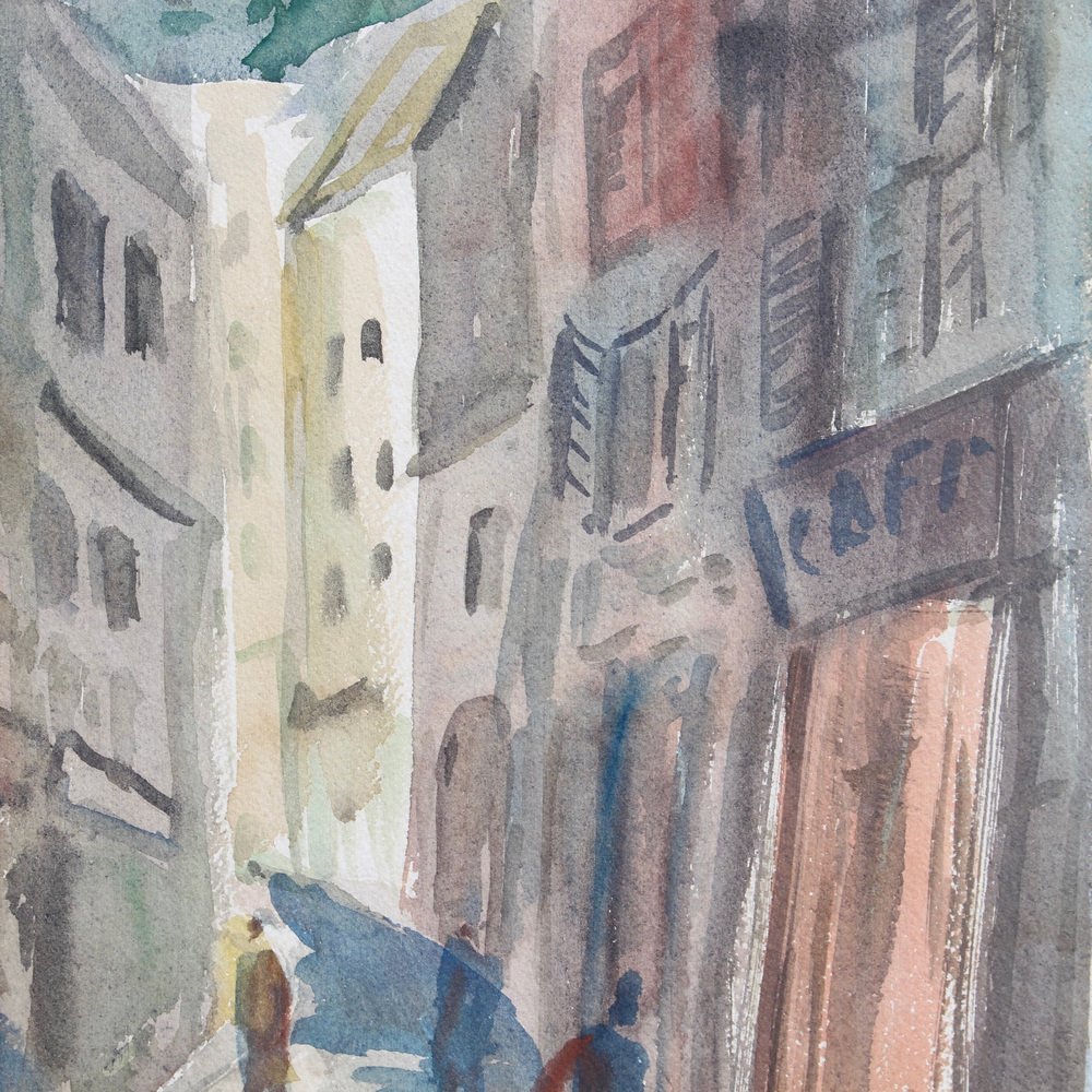 Roland DuBuc, Parisian Street Scene, 1970s, Watercolor, Framed for sale ...
