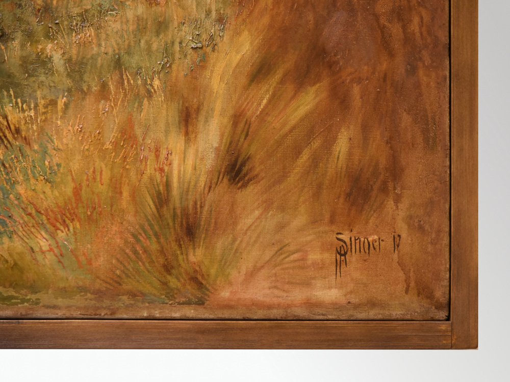 Alfred Singer, Landscape with Deer, 1917, Oil on Canvas for sale at Pamono