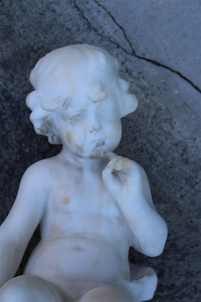 Italian Artist, Child on Wall Thinking, Alabaster, 1910 for sale at Pamono