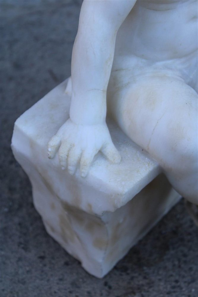 Italian Artist, Child on Wall Thinking, Alabaster, 1910 for sale at Pamono