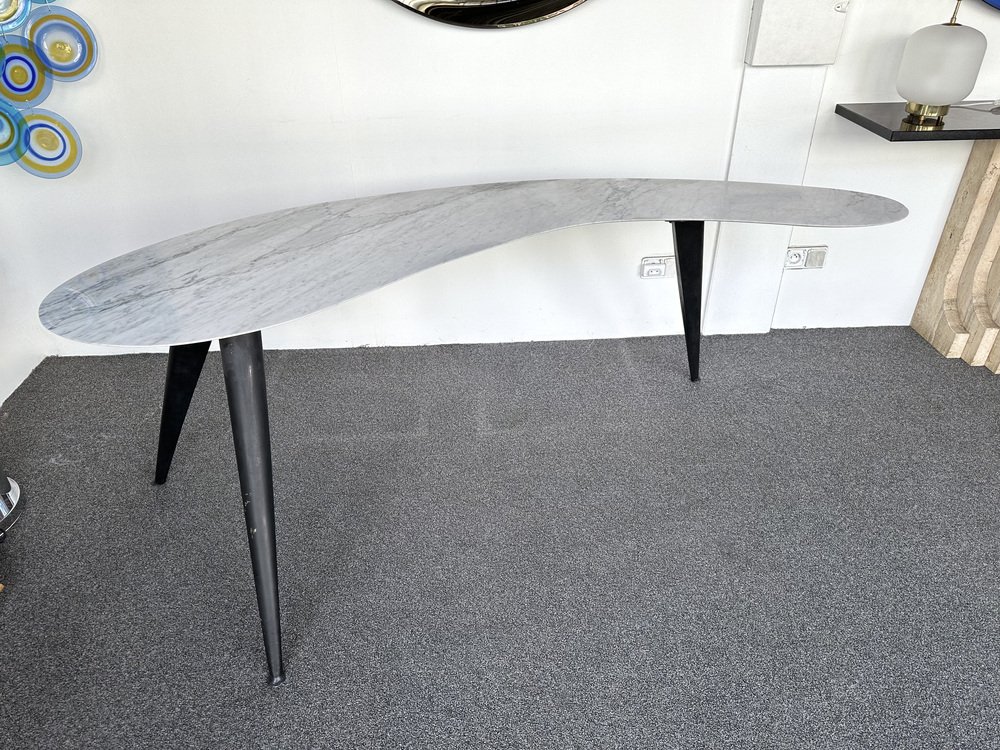 Mid-Century Italian Marble and Metal Boomerang Compass Console Table ...