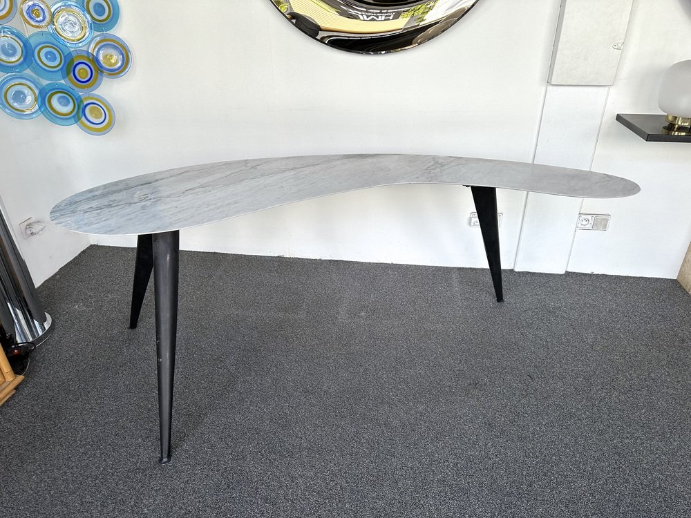 Mid-Century Italian Marble and Metal Boomerang Compass Console Table ...