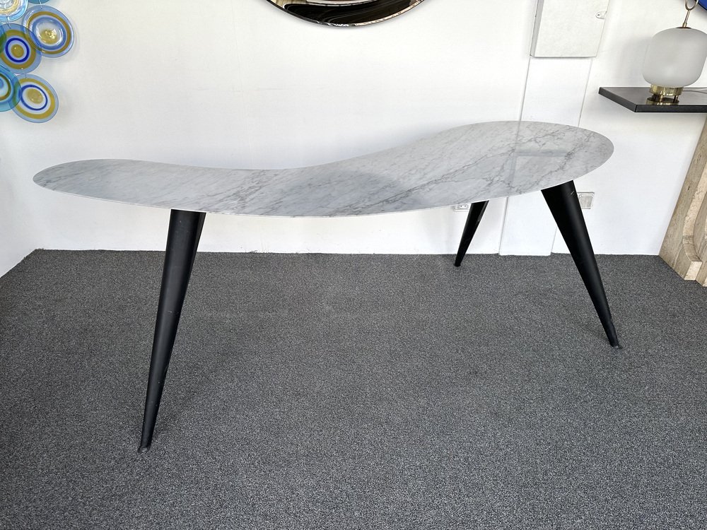 Mid-Century Italian Marble and Metal Boomerang Compass Console Table ...