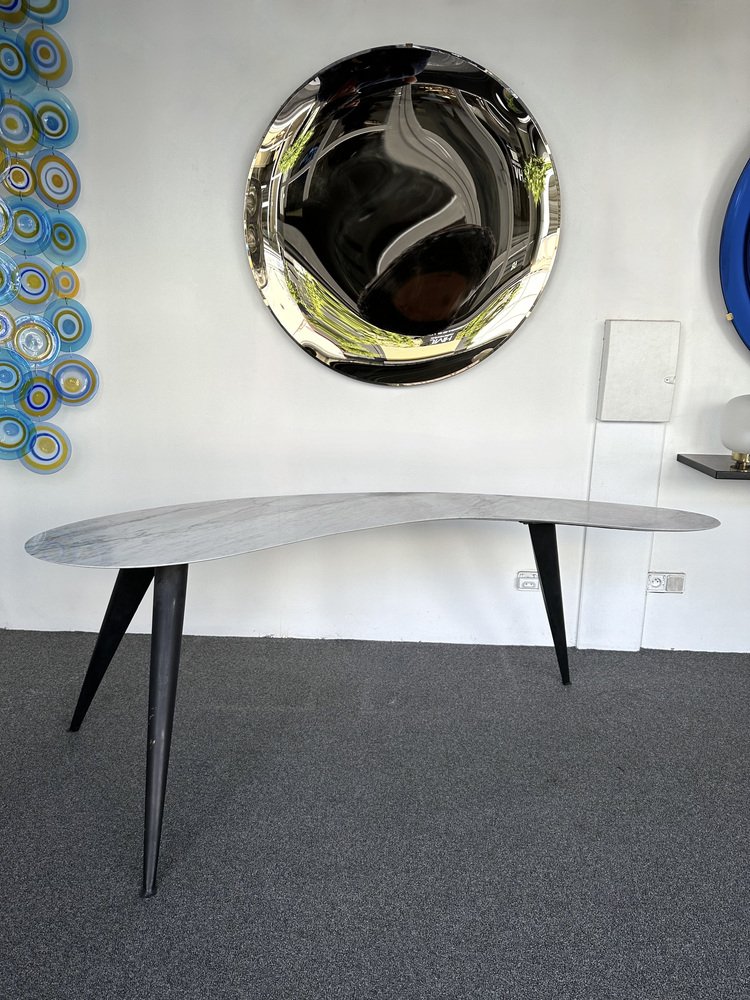 Mid-Century Italian Marble and Metal Boomerang Compass Console Table ...