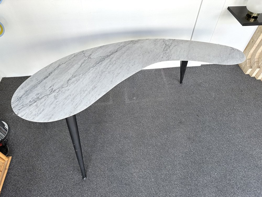Mid-Century Italian Marble and Metal Boomerang Compass Console Table ...