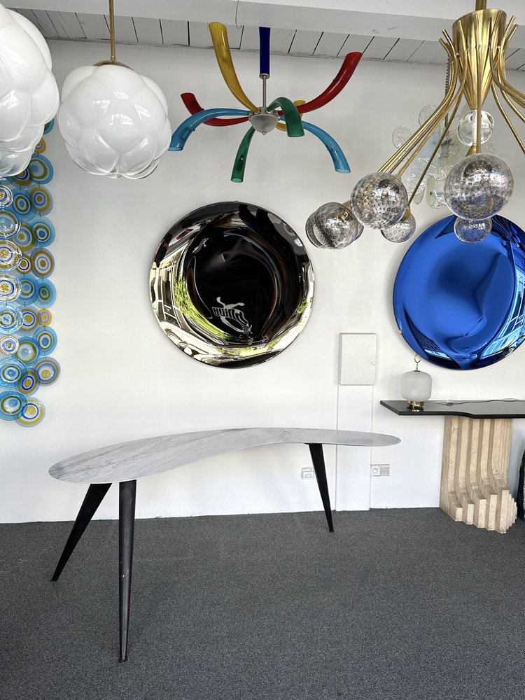 Mid-Century Italian Marble and Metal Boomerang Compass Console Table ...