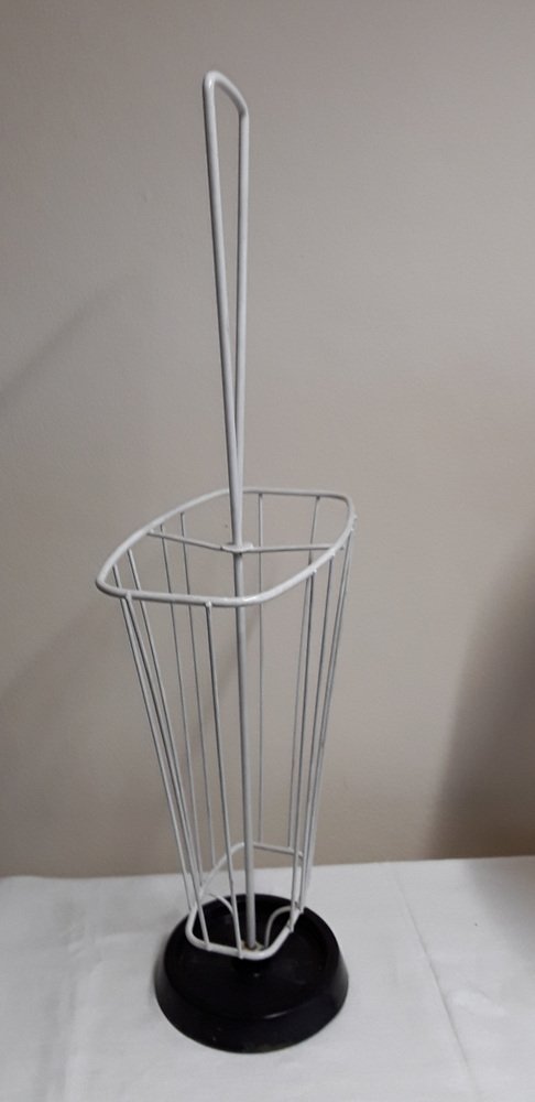 Umbrella Stand with White Lacquered Wire Frame on Plastic-Coated Cast ...