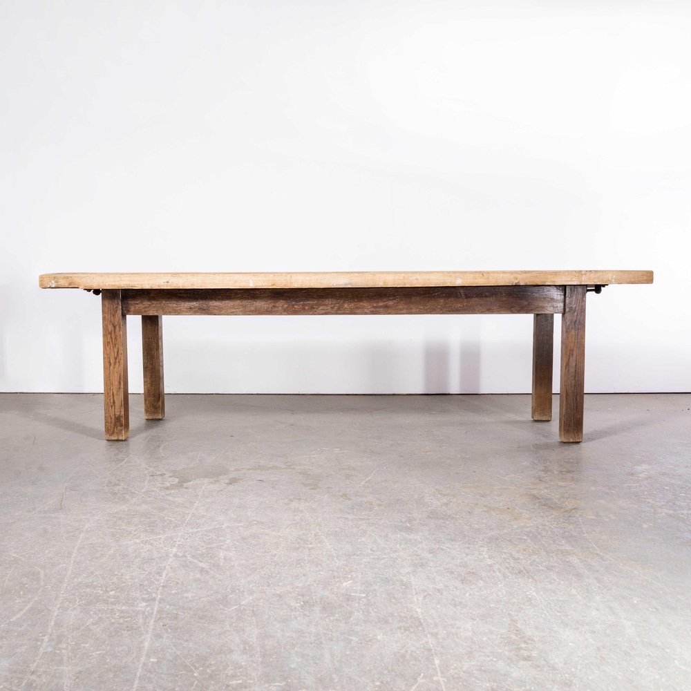 French Thick Wild Oak Rectangular Farmhouse Dining Table with Scrubbed ...