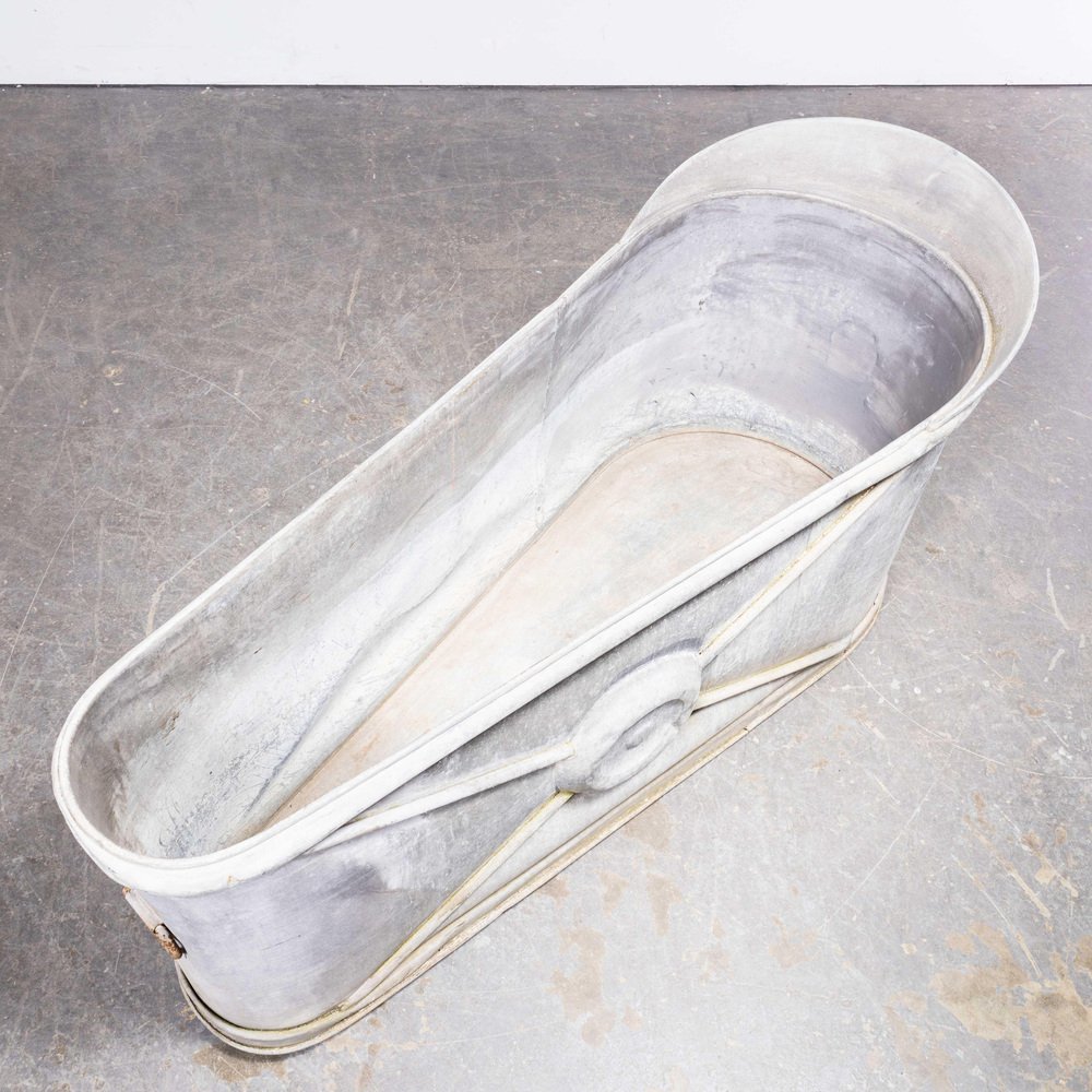 French Zinc Galvanised Bath Planter, 1940s for sale at Pamono
