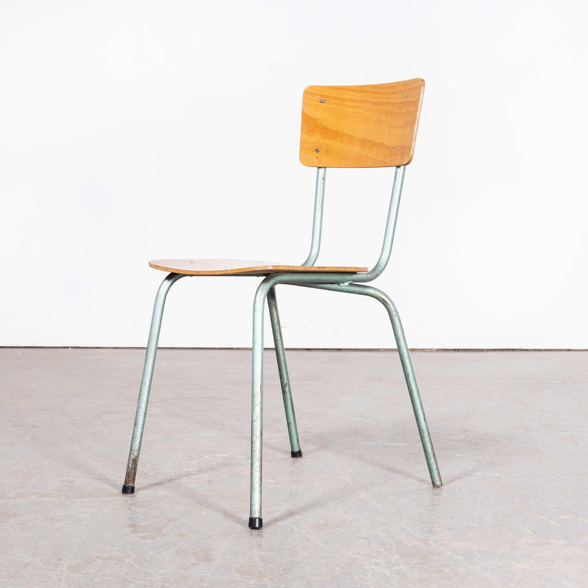 French Stacking University Aqua Slim Back Dining Chairs, 1960s, Set of ...