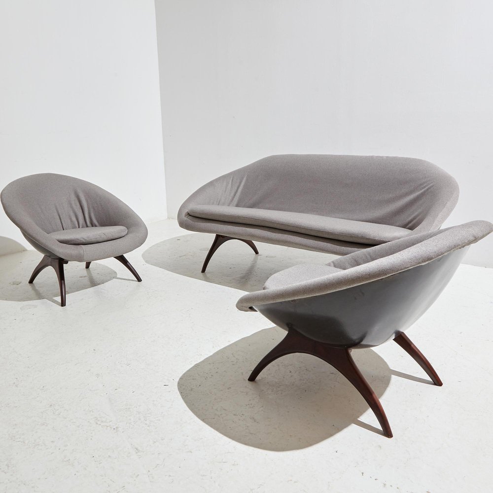Angelina Sofa and Lounge Chairs by Walter S. Chenery for Lurashell ...