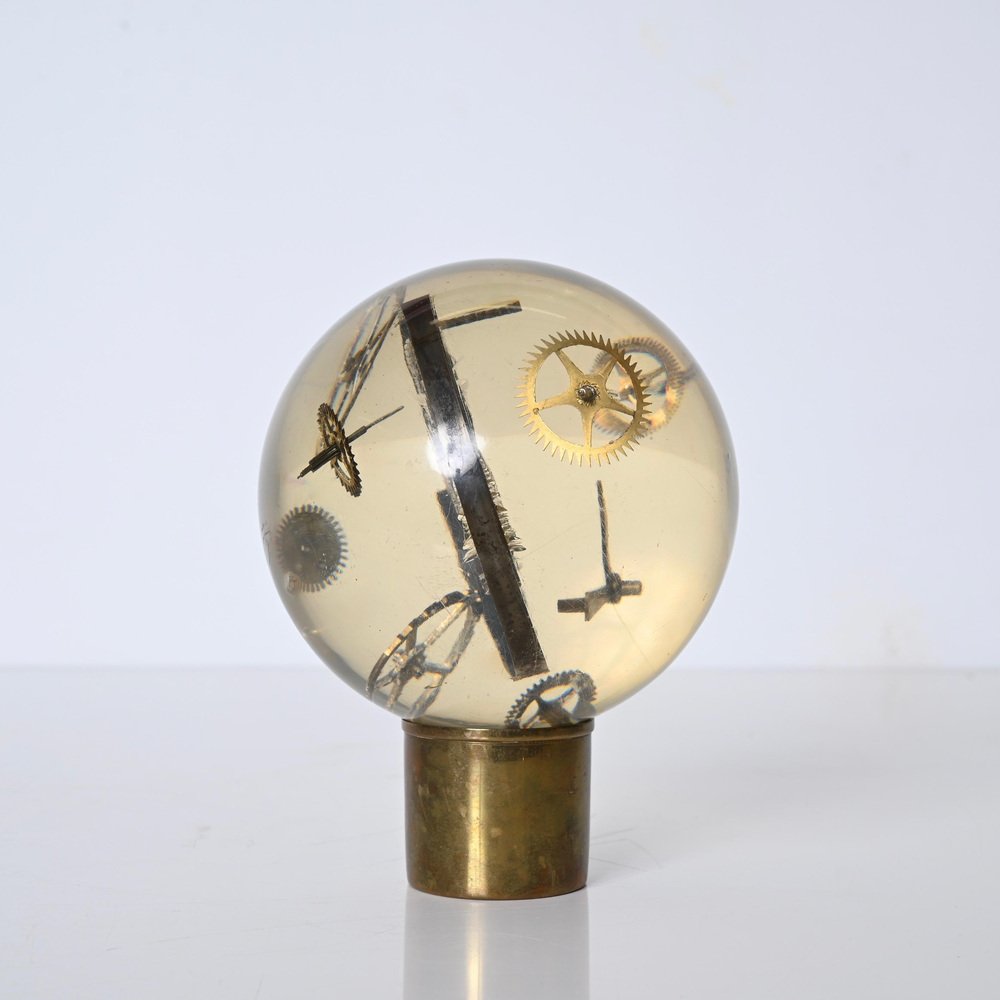 Resin Exploded Clock Globe Sculpture by Pierre Giraudon, France, 1970s ...